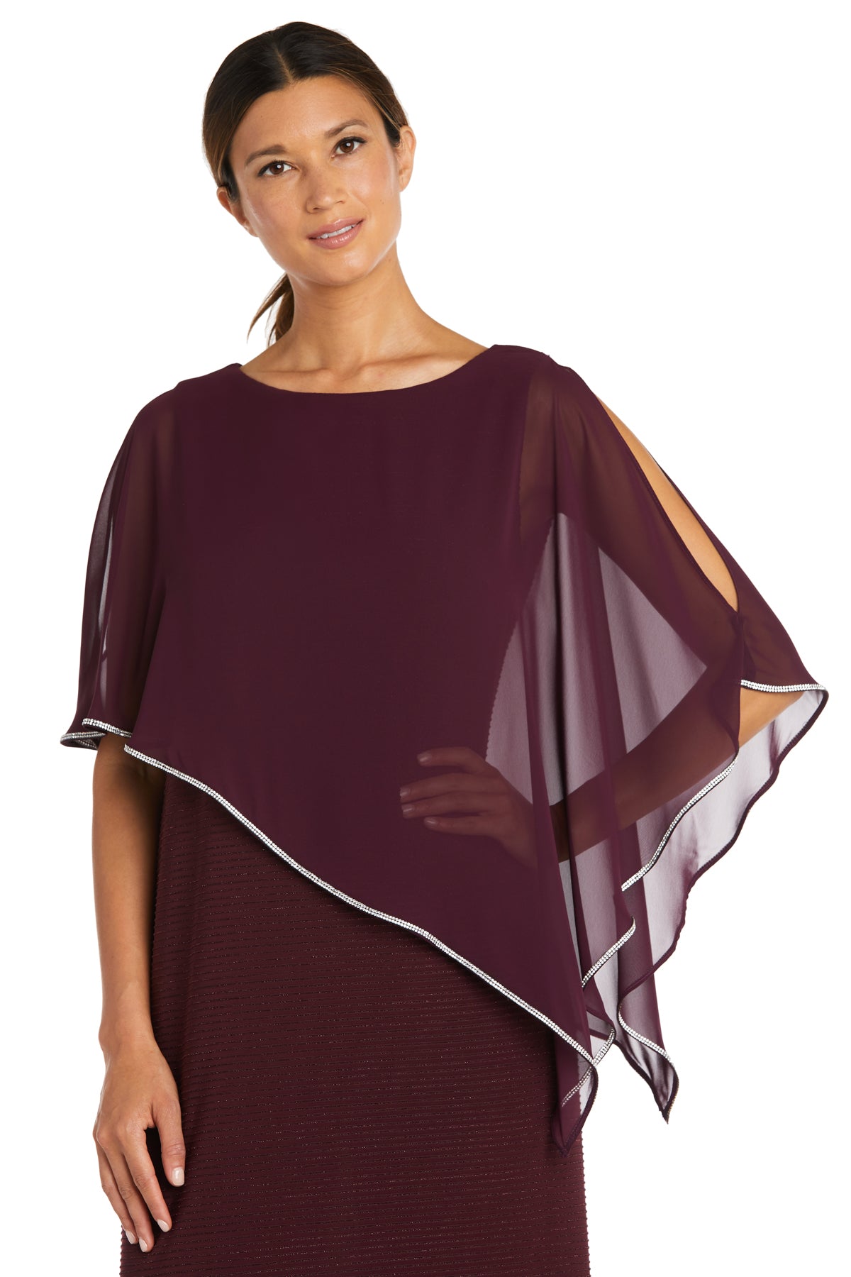 Rhinestone Poncho With Metallic Stripe Dress – R&M Richards